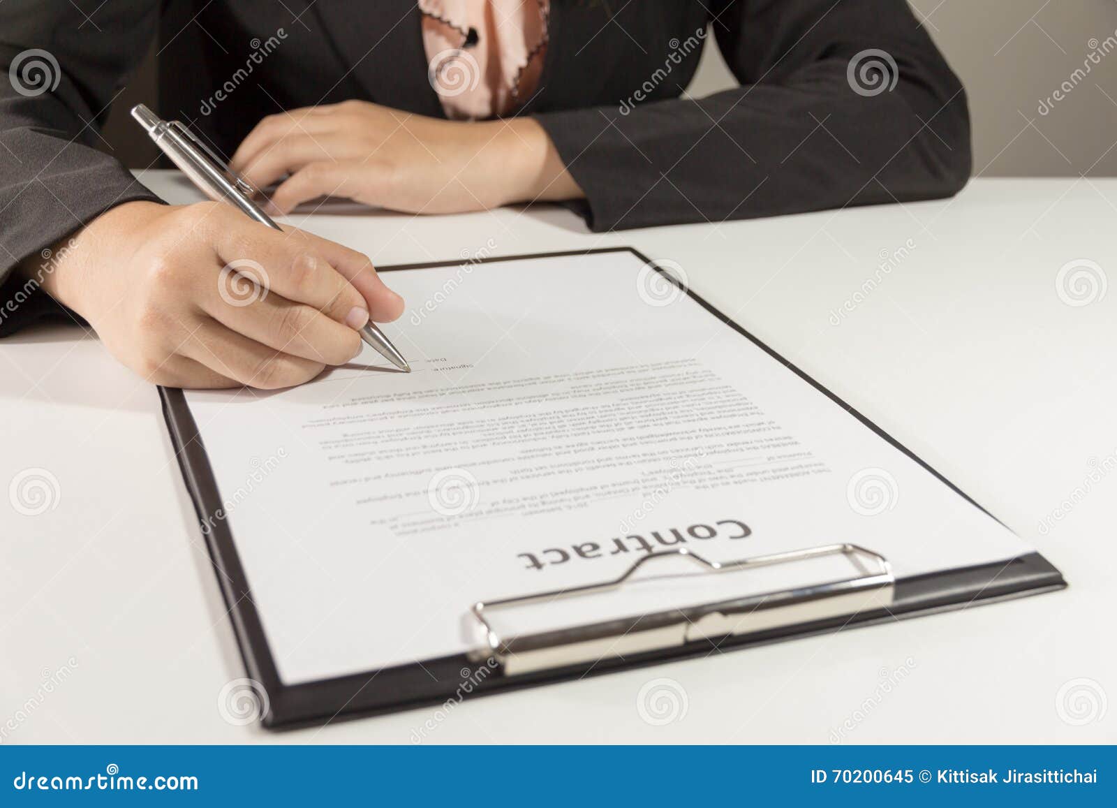 Businesswoman Signing Contract Document Stock Image - Image of signing ...