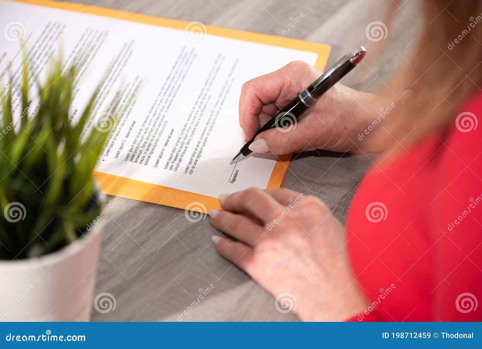 Businesswoman Signing a Document Stock Image - Image of sign, signature ...