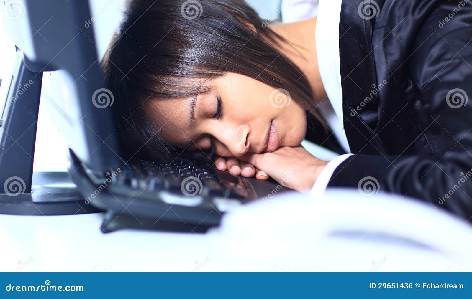 Businesswoman Sleeping in Her Office Stock Photo - Image of keyboard ...