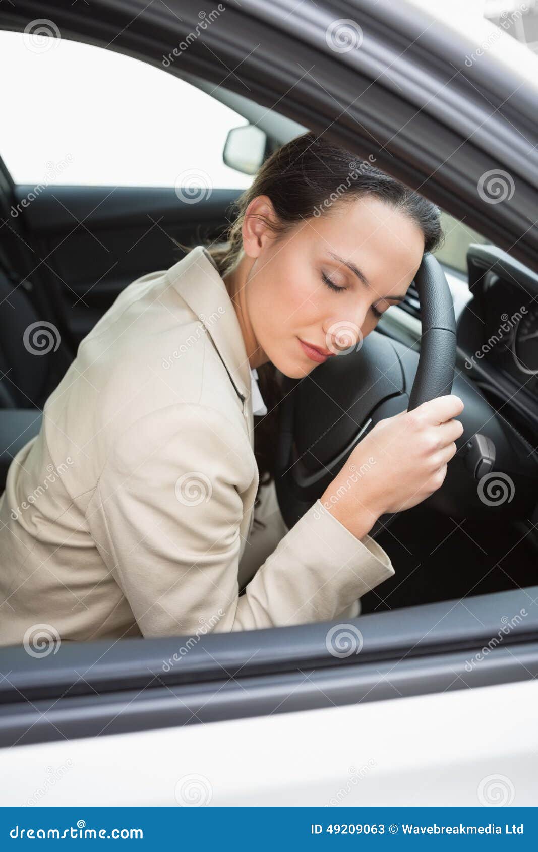 Businesswoman Sleeping on the Wheel Stock Image - Image of asleep, road ...