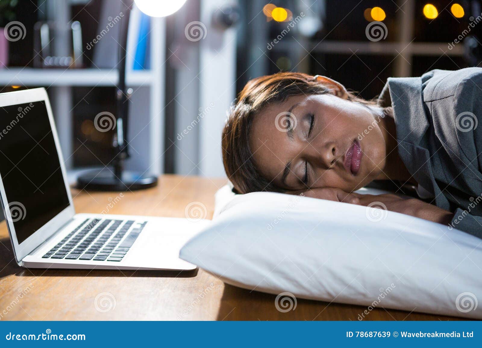 Businesswoman Sleeping while Working in Office Stock Image - Image of ...