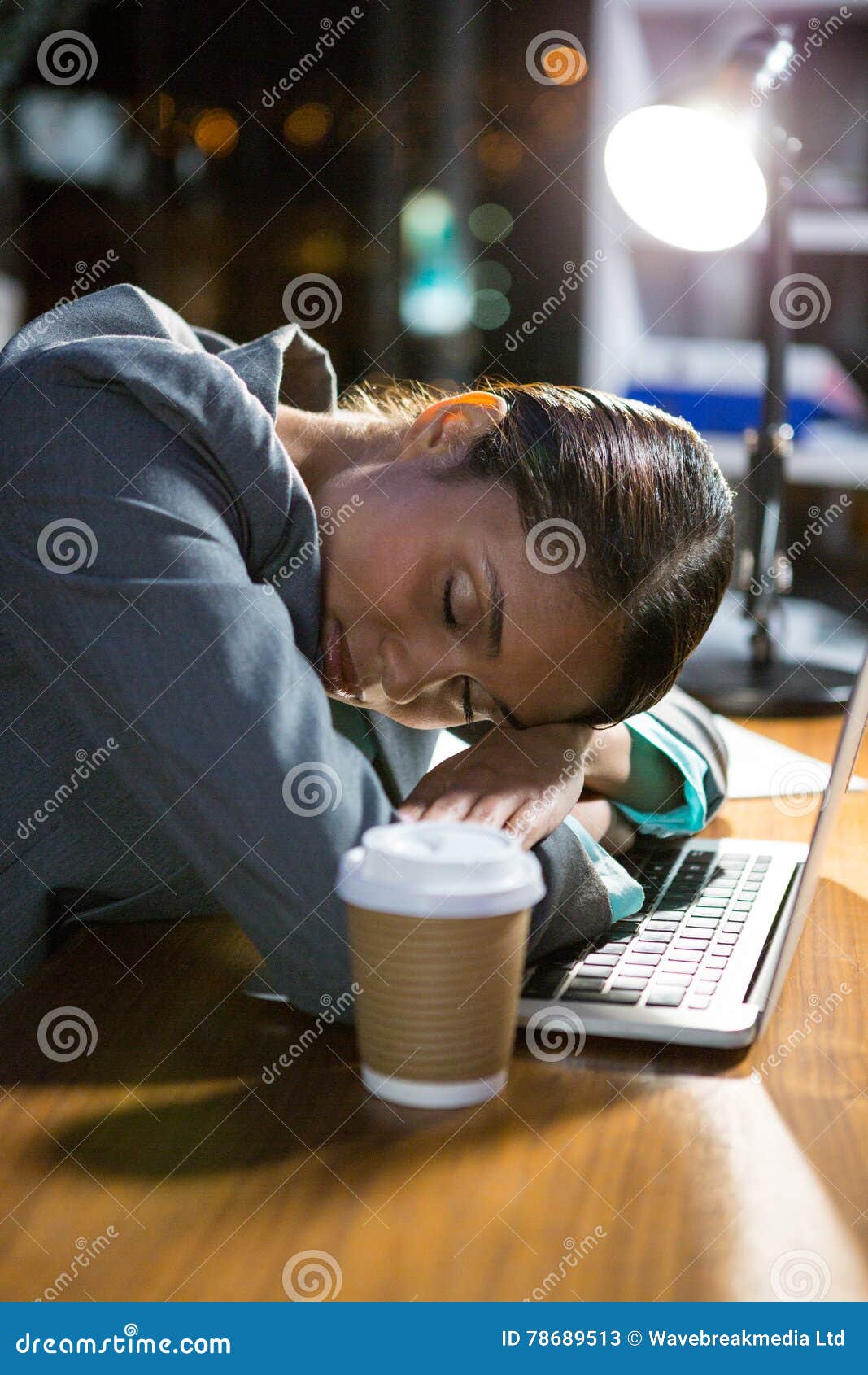 Businesswoman Sleeping while Working in Office Stock Image - Image of ...