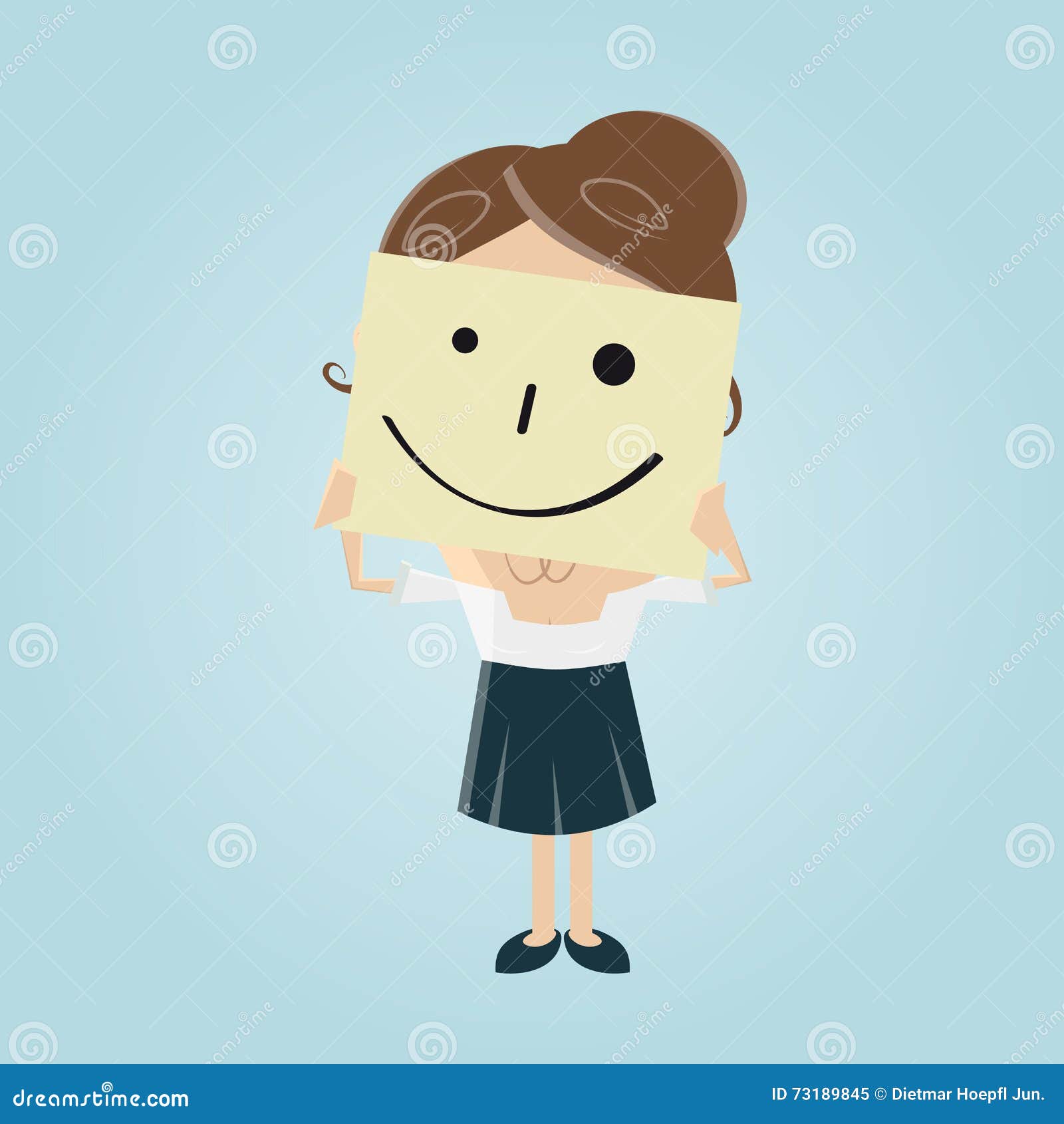 Businesswoman with Smiley Note Over Her Face Stock Vector ...