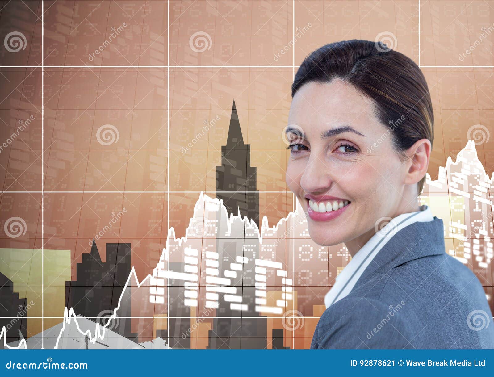 Businesswoman Smiling Against Screen Stock Illustration - Illustration ...
