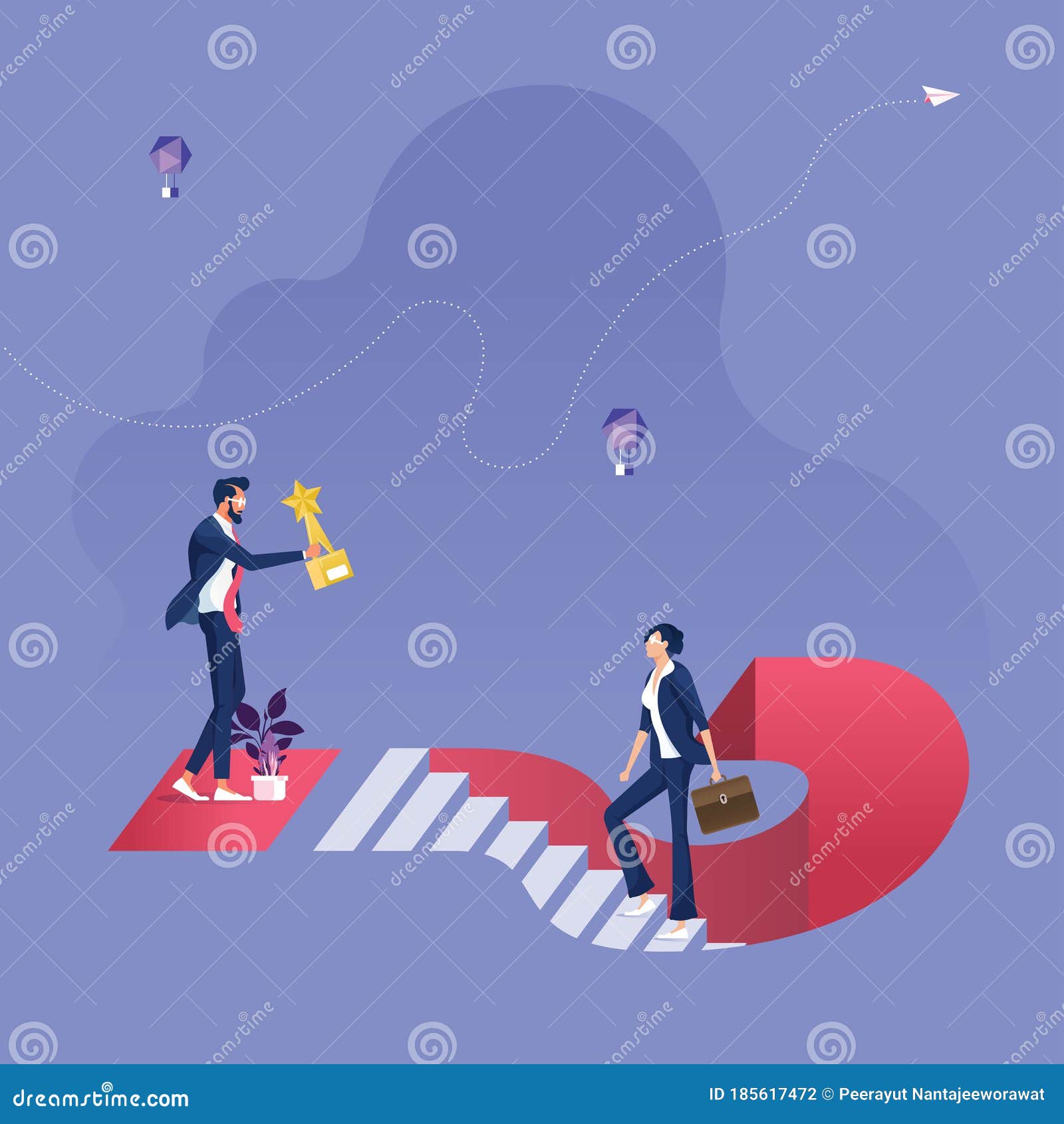 Businesswoman Solving Problem Vector-Problem Solution Concept Stock ...