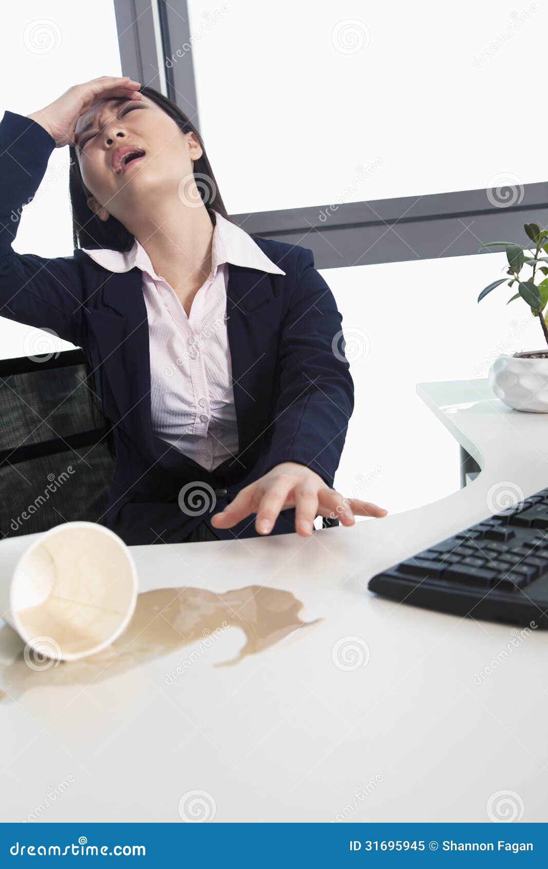 Businesswoman Spilling Coffee Stock Image - Image of facial, hair: 31695945