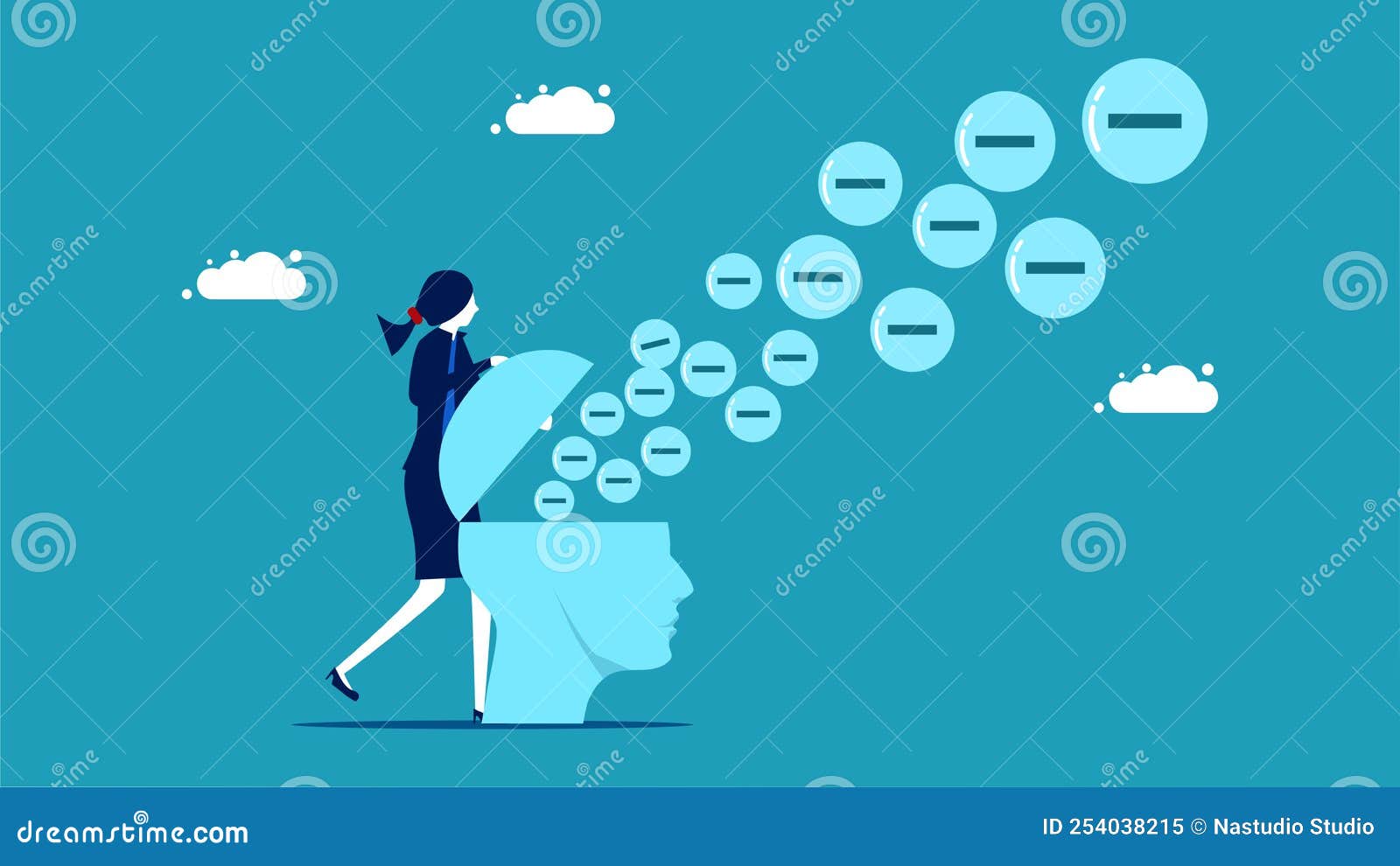 Businesswoman Spread Negative Thoughts. the Negative Terminal Comes Out ... Businesswoman Spread Negative Thoughts. the Negative Terminal Comes Out ...