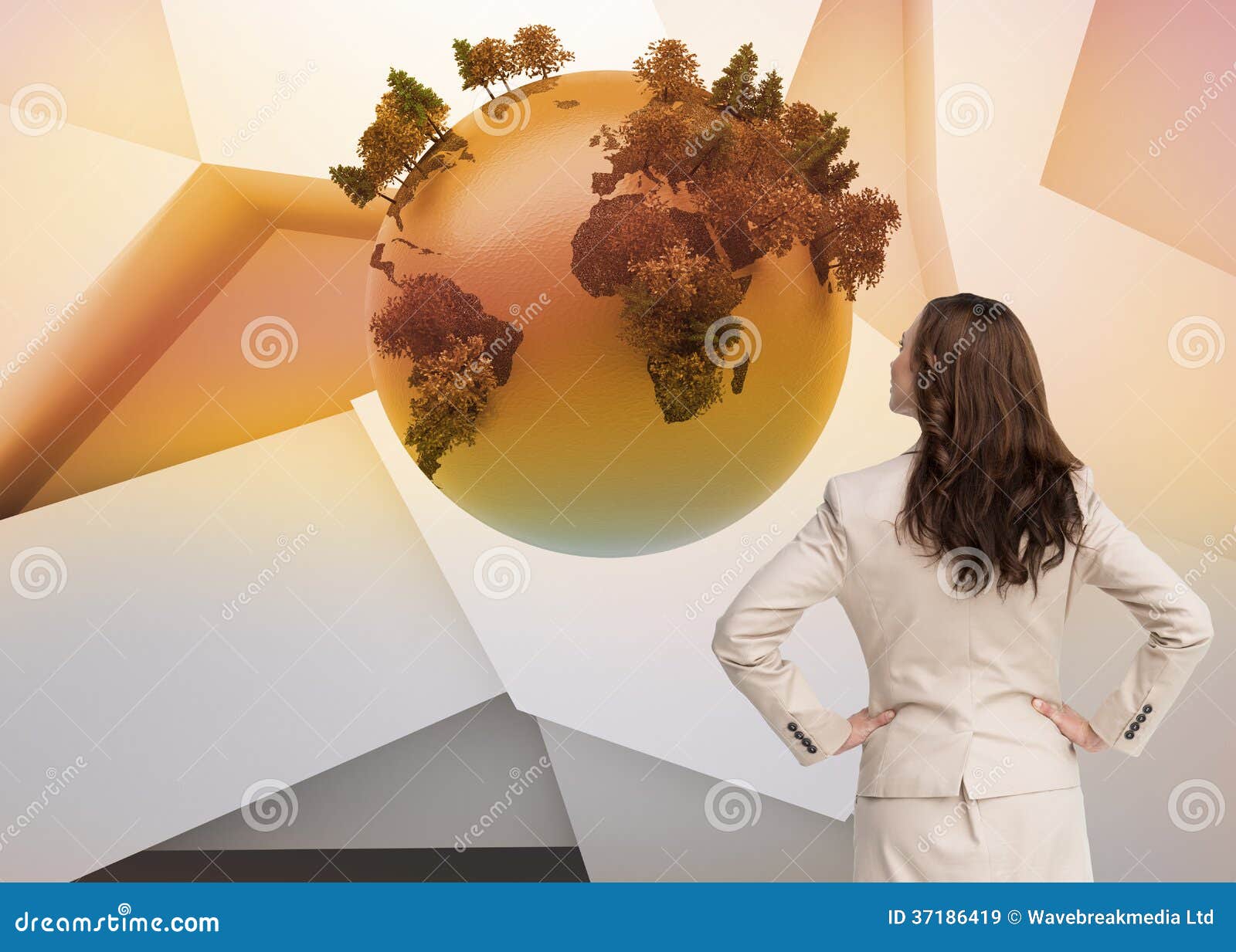 Businesswoman Standing Back To Camera Stock Image - Image of forest ...