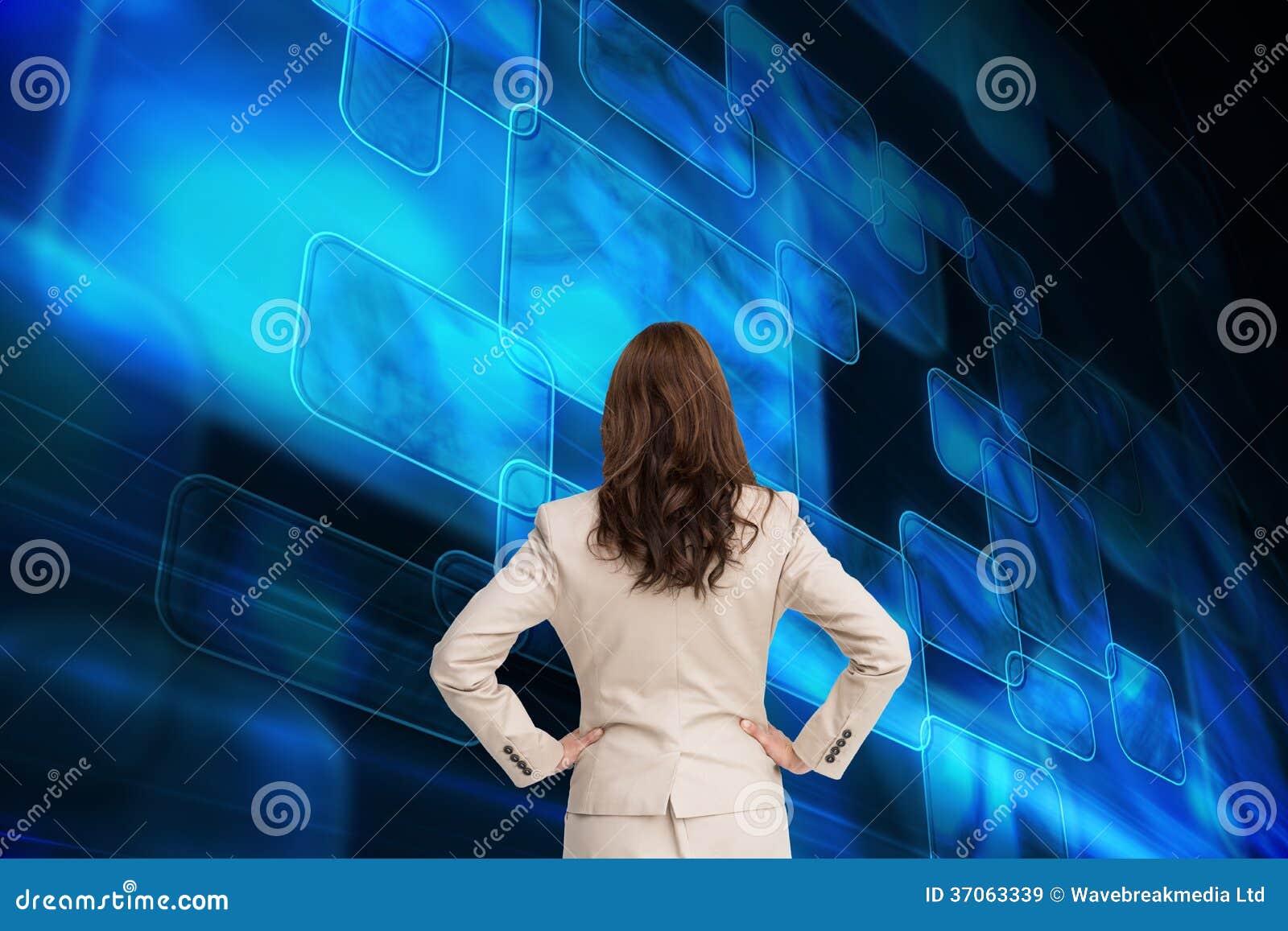 Businesswoman Standing Back To Camera Stock Image - Image of light ...