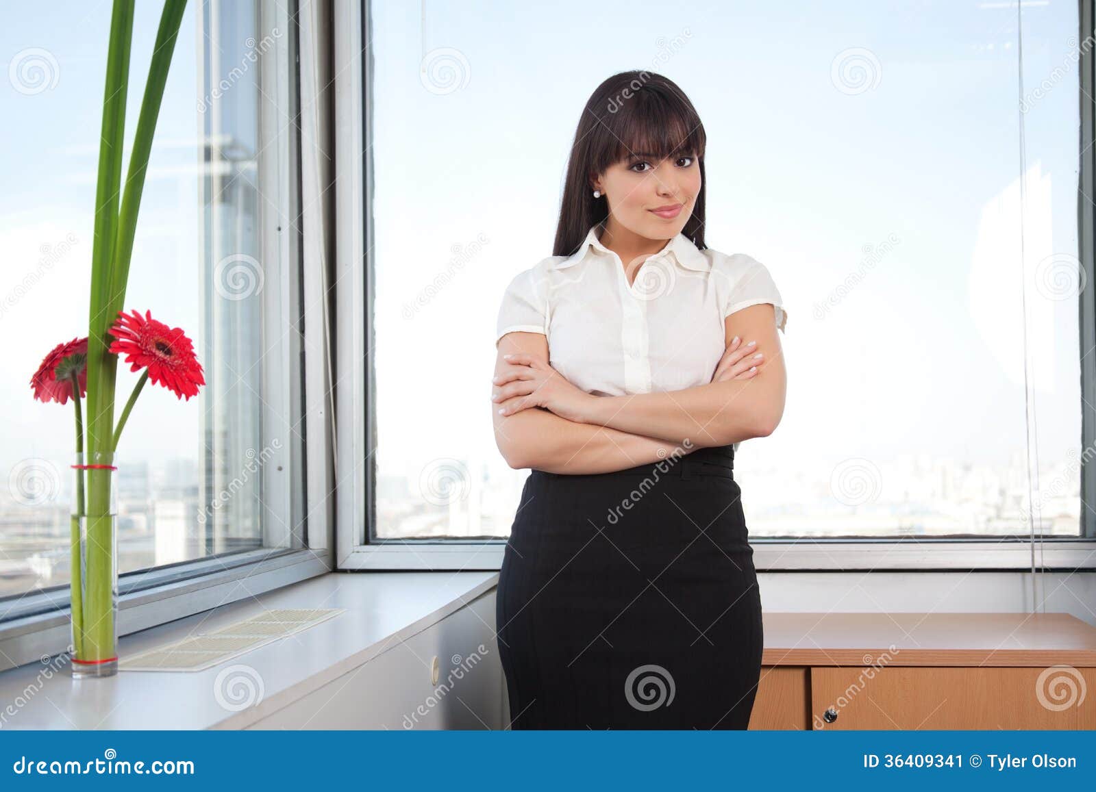 Businesswoman Standing With Her Arms Crossed Stock Image Image Of