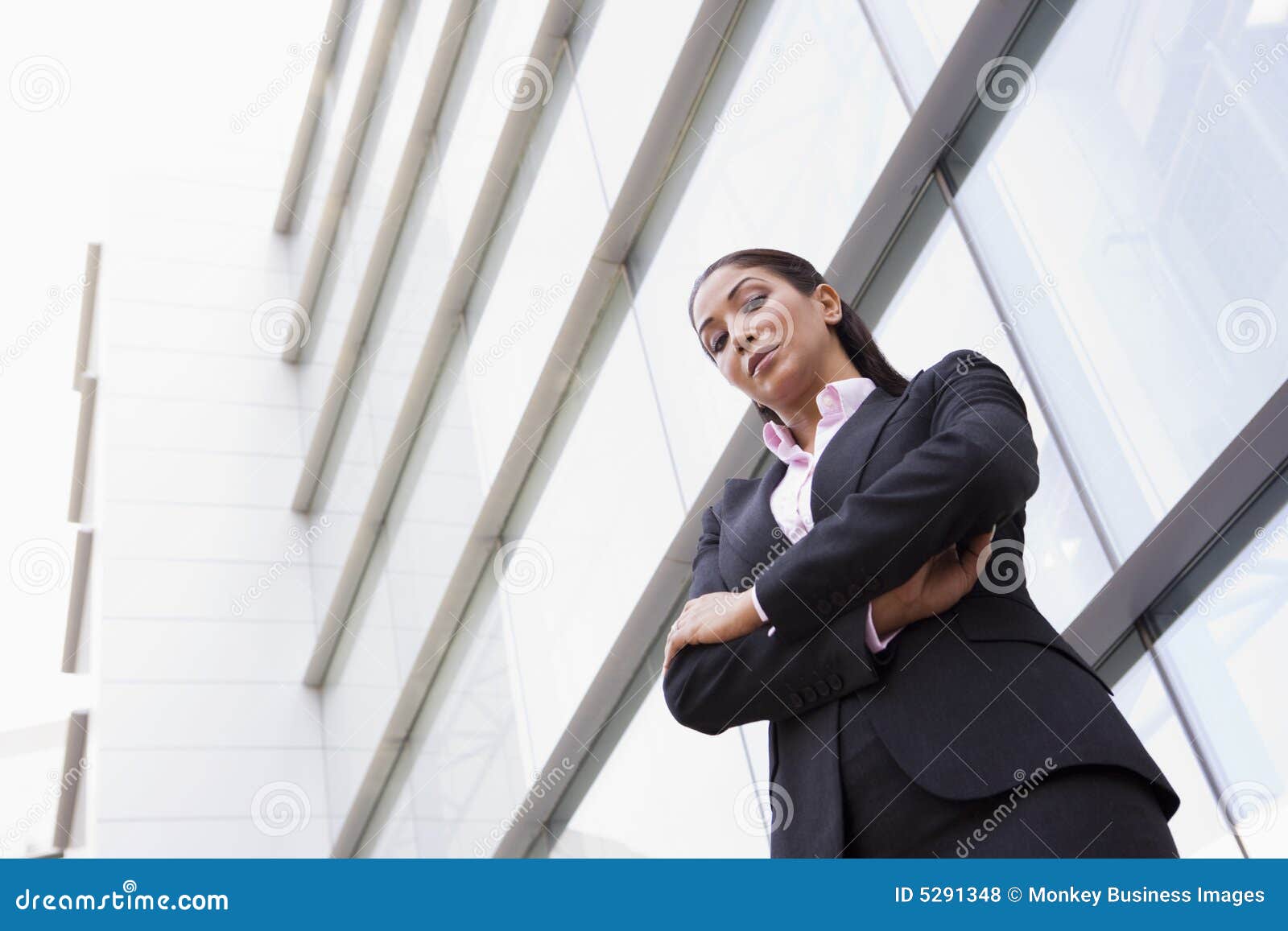 Businesswoman Standing Outside Office Building Stock Photo - Image of ...