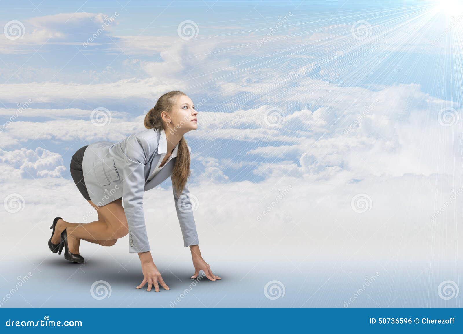 Businesswoman Standing in Running Start Pose Stock Photo - Image of ...