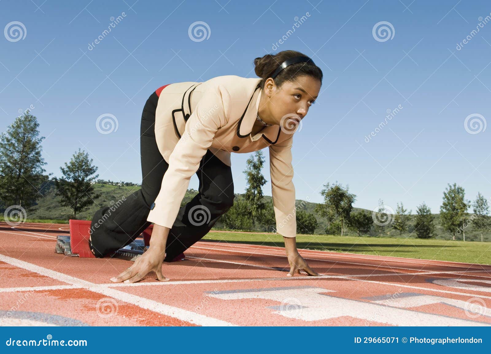 Businesswoman at Starting Blocks Stock Image - Image of corporate ...