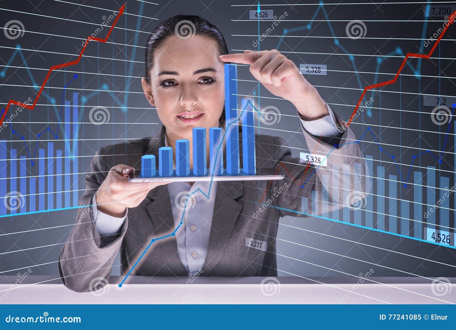 The Businesswoman in Stock Trading Concept Stock Image - Image of ...