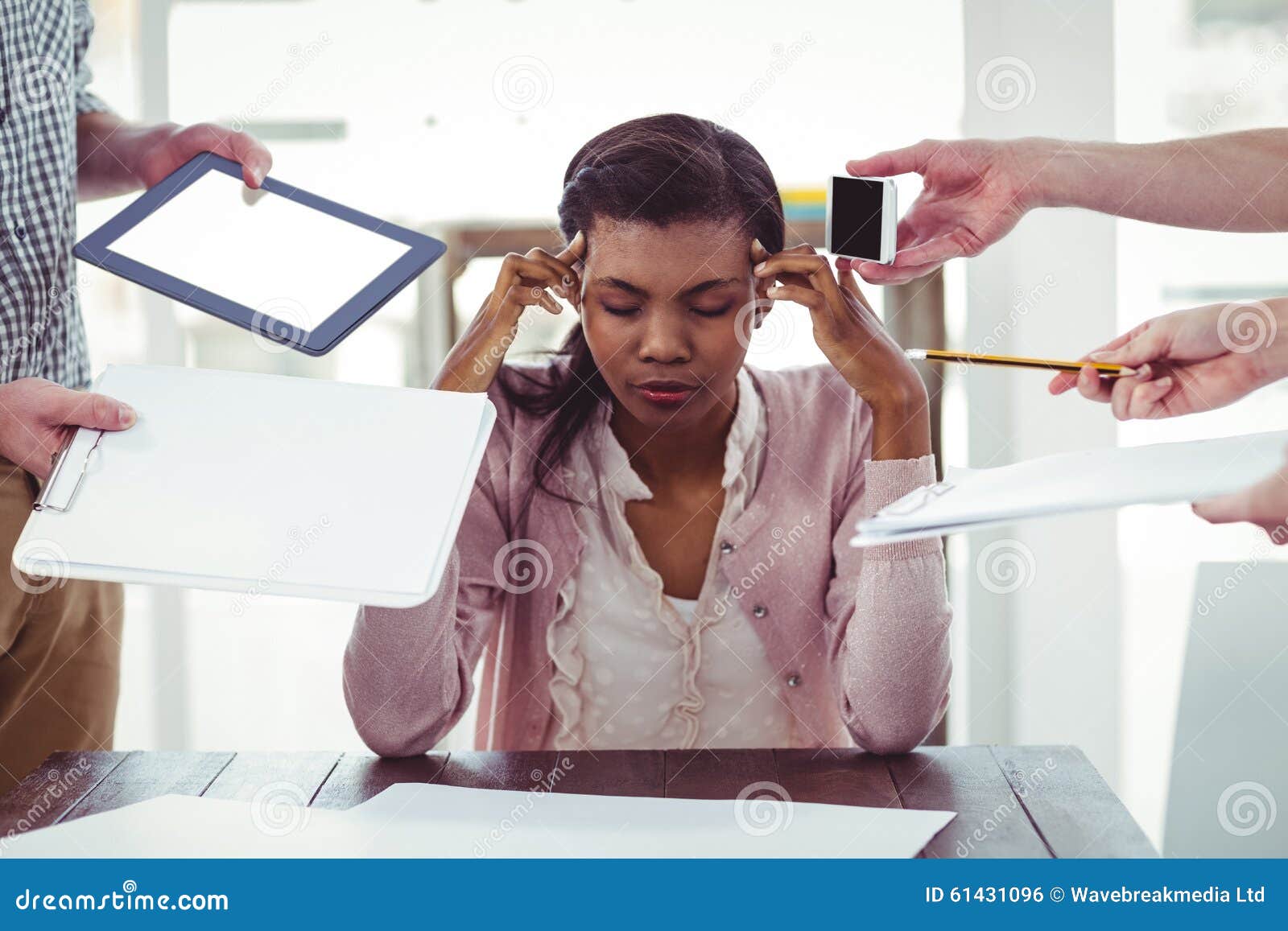 Businesswoman Stressed Out at Work Stock Photo - Image of meeting, four ...