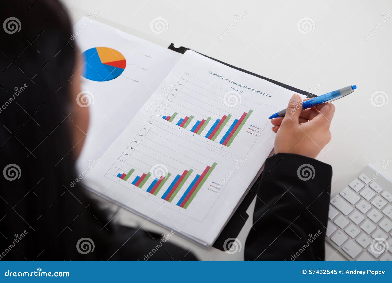 Businesswoman Studying Graph Stock Image - Image of business, life ...