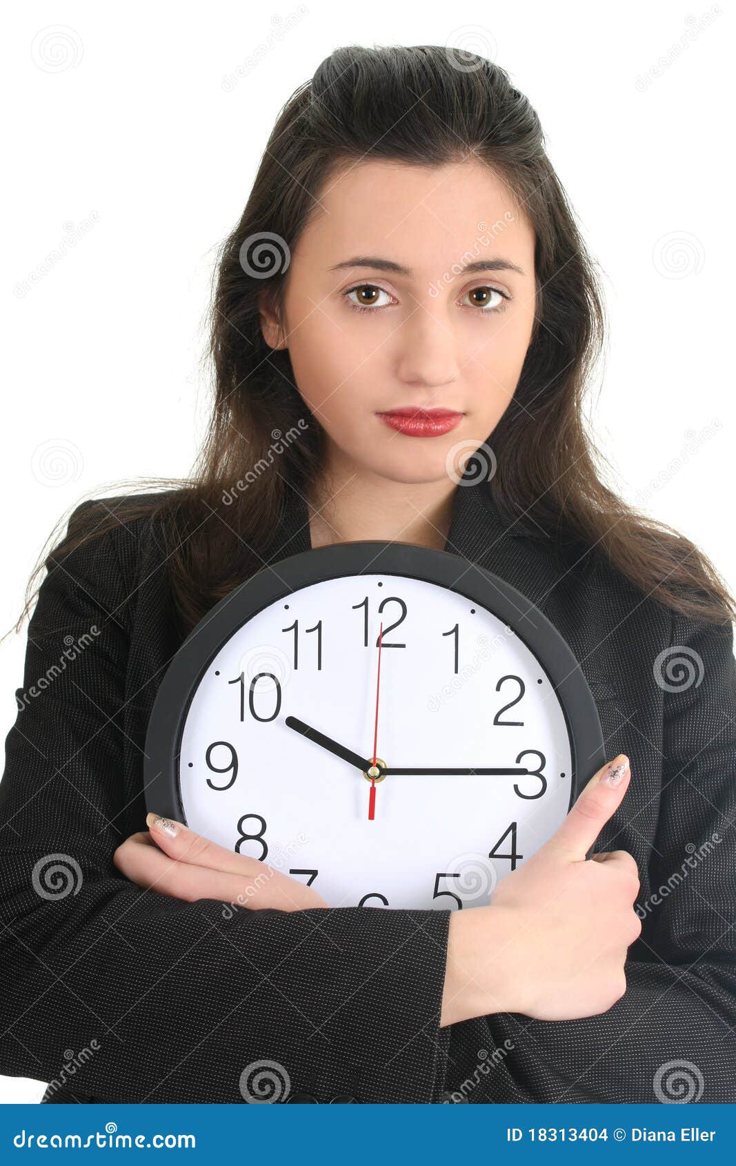 Businesswoman in Suit Holding a Clock Stock Photo - Image of successful ...