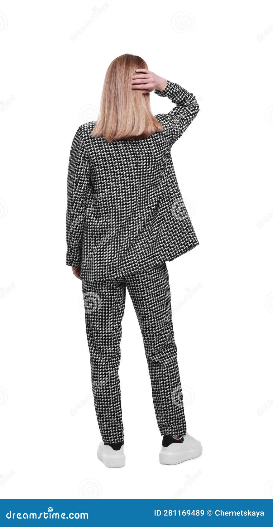 Businesswoman in Suit on White Background, Back View Stock Image ...