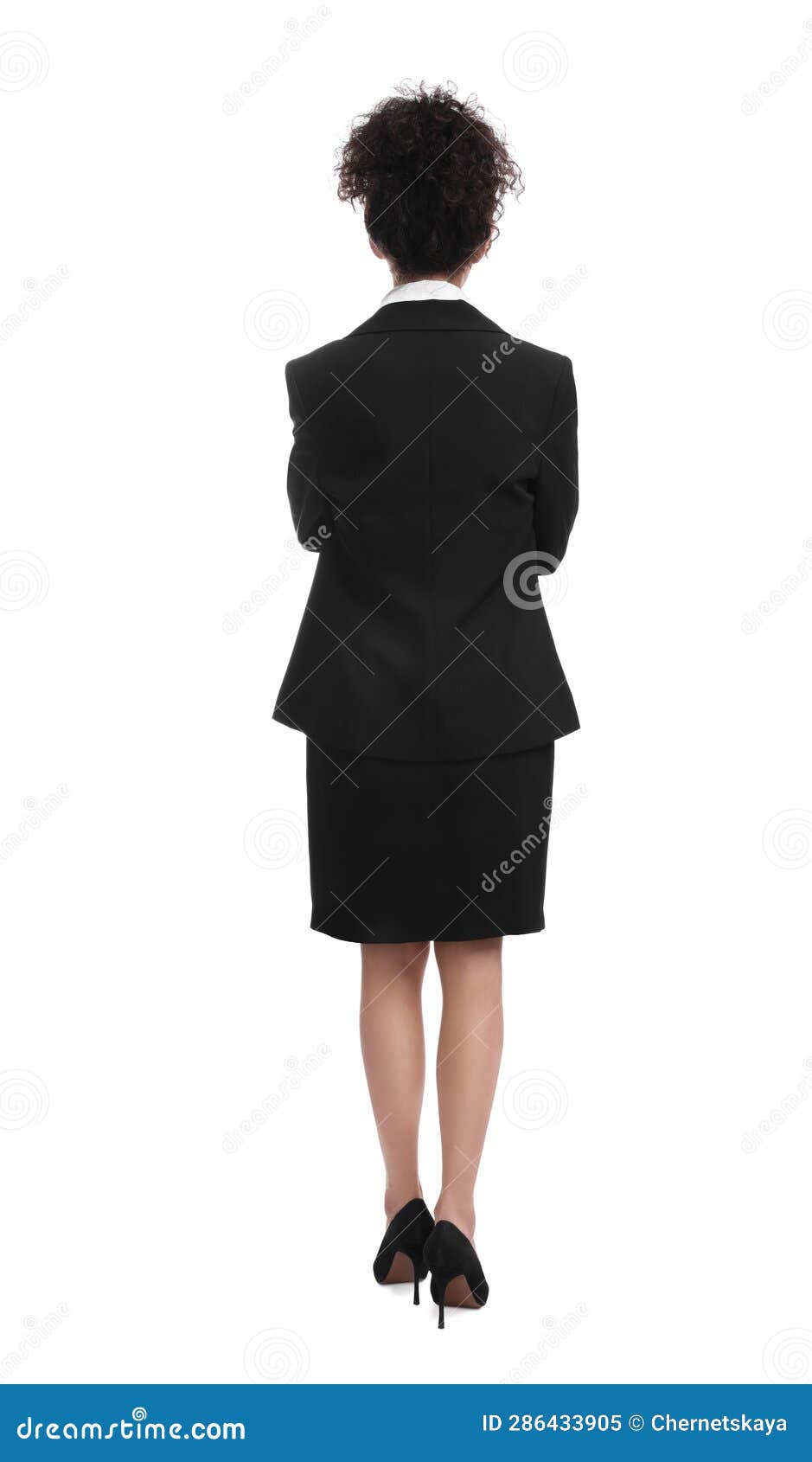 Businesswoman in Suit on White Background, Back View Stock Image ...