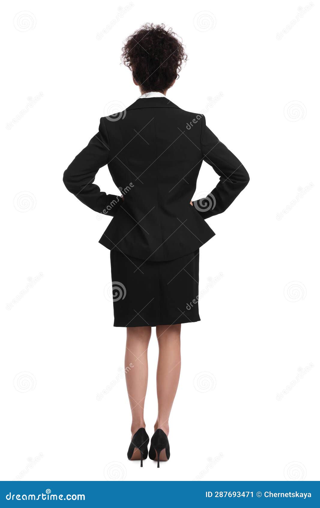 Businesswoman in Suit on White Background, Back View Stock Image ...