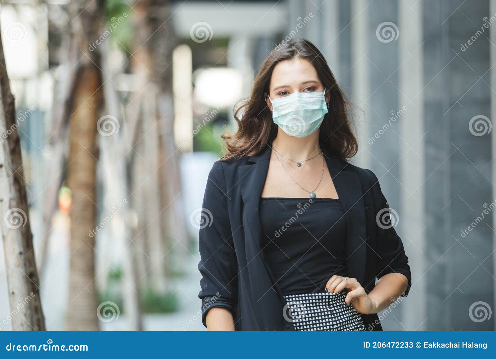 Businesswoman In Suits Wearing Medical Mask Stock Image Image Of