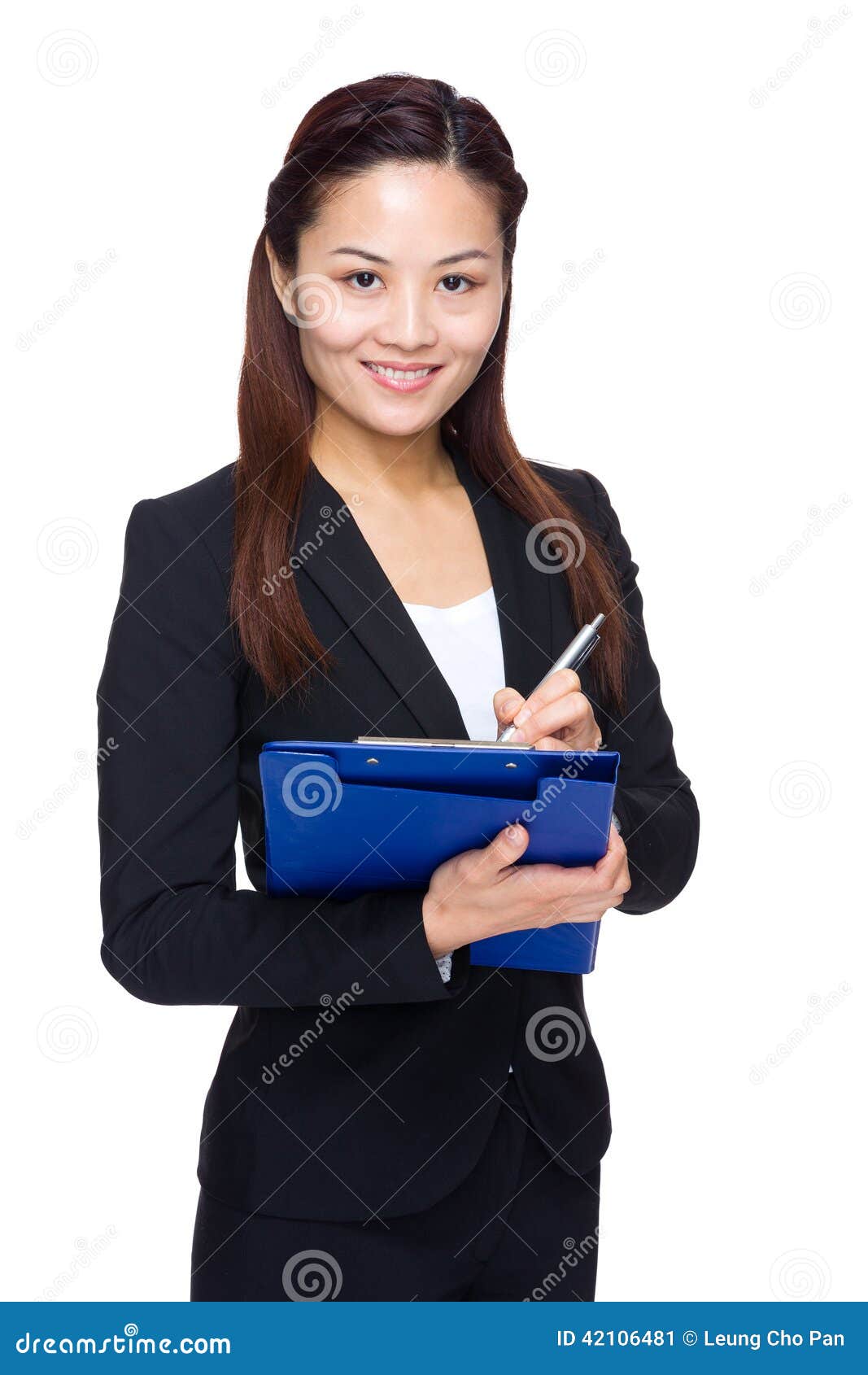 Businesswoman Take Note on Clipboard Stock Image - Image of charming ...