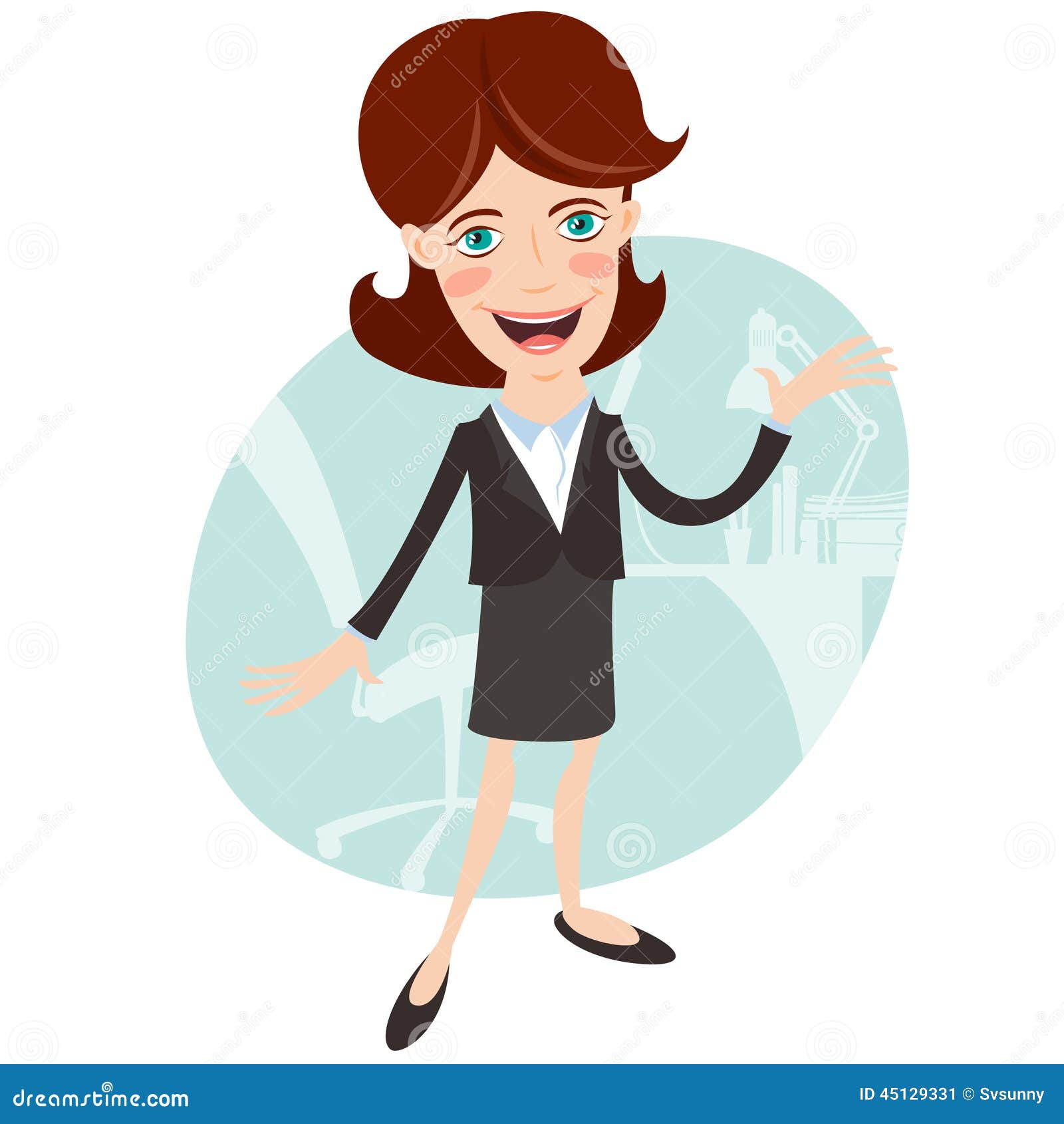 Businesswoman Telling and Showing Something. Flat Style Stock Vector ...