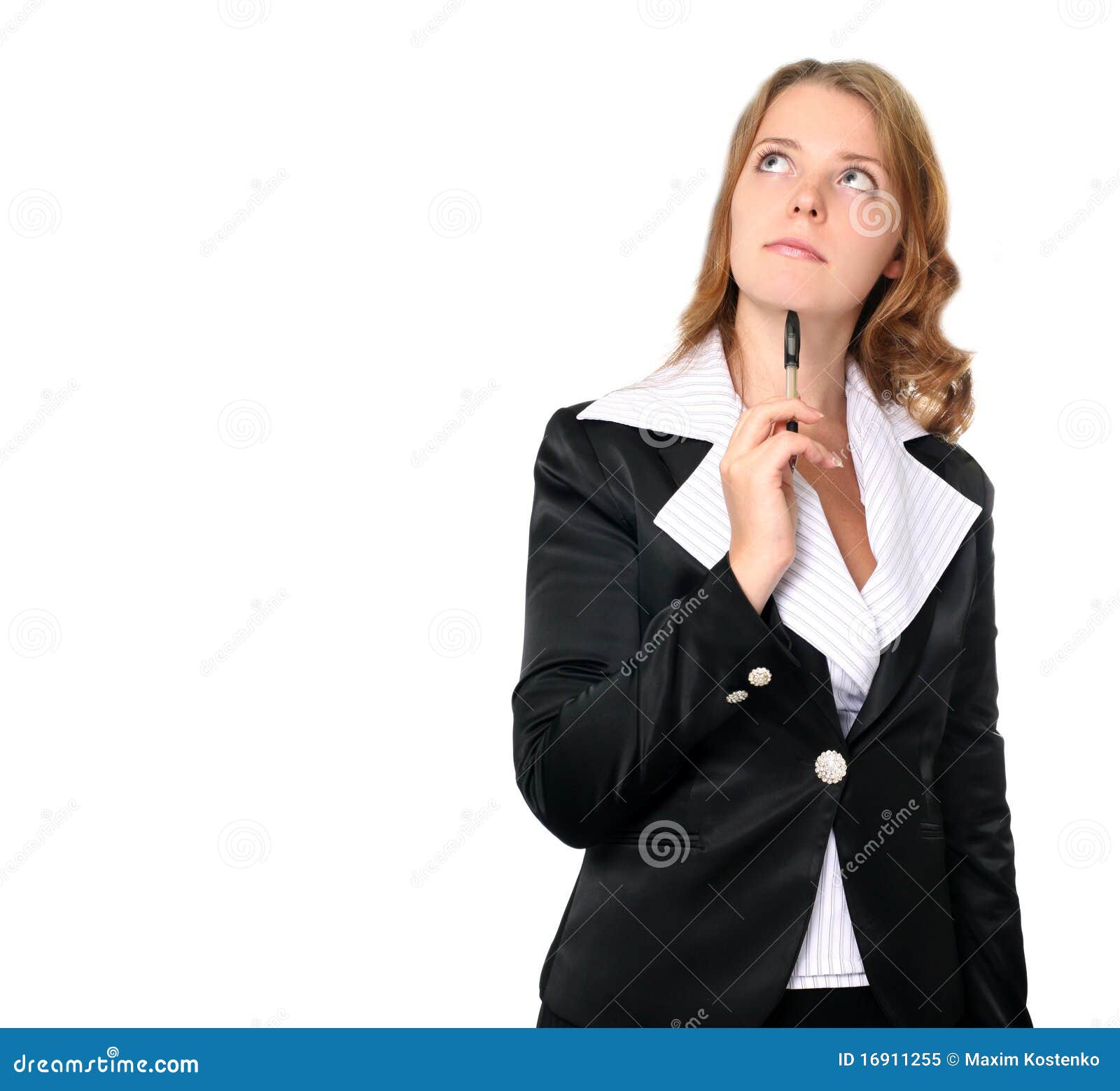 Businesswoman thinking stock image. Image of close, communication ...