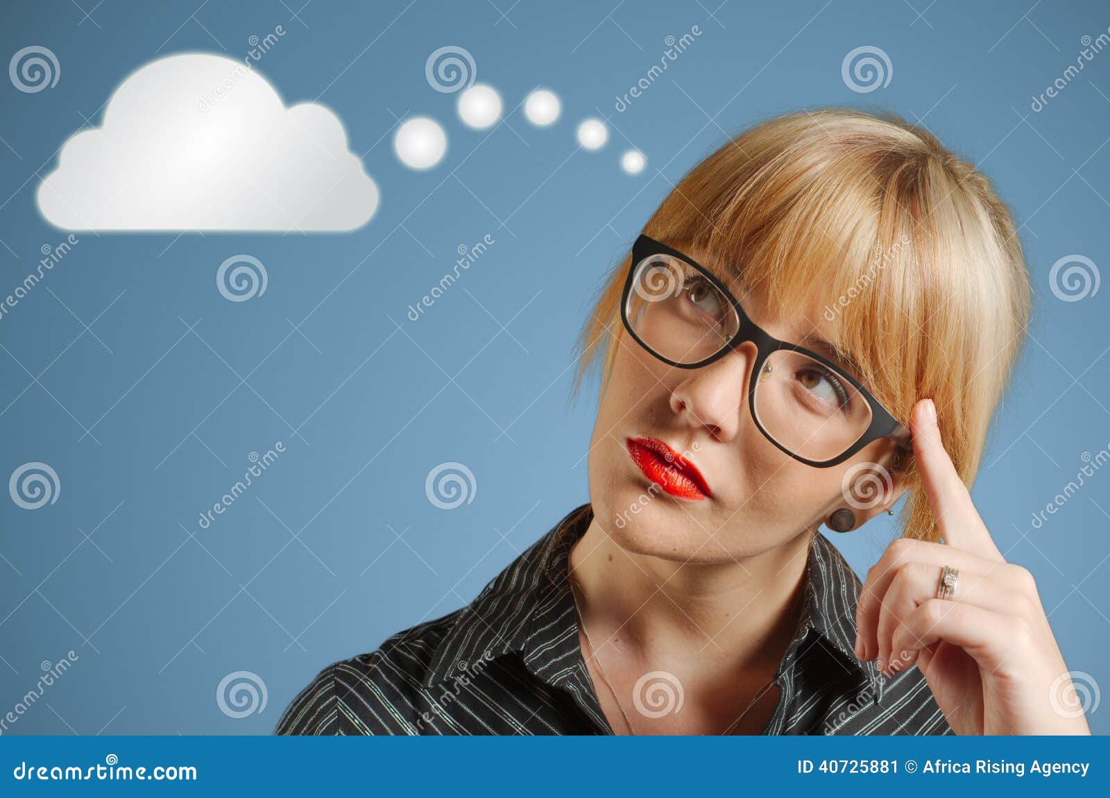 Businesswoman Thinking Cloud or Computing Stock Image - Image of data ...