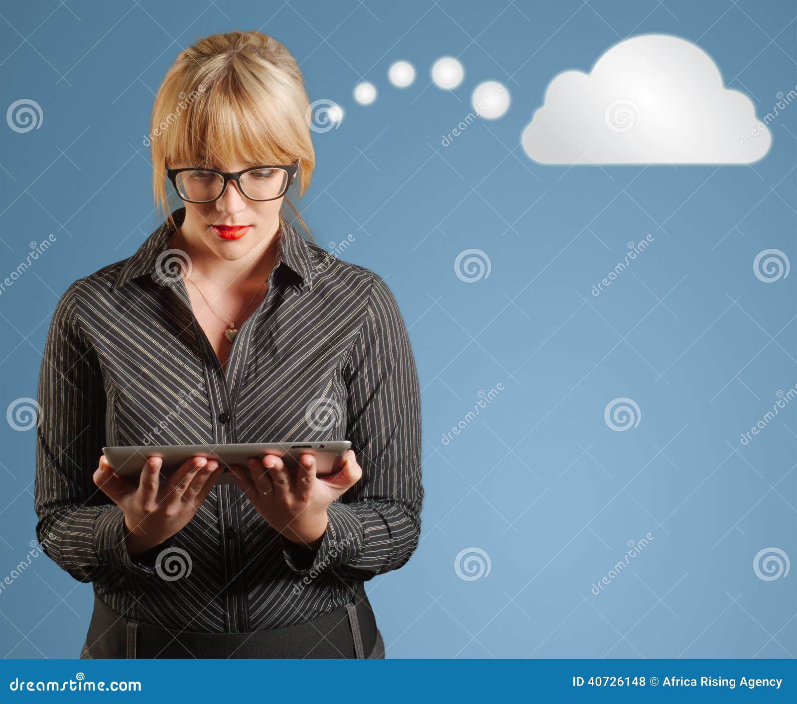Businesswoman Thinking Cloud or Computing Stock Photo - Image of ...