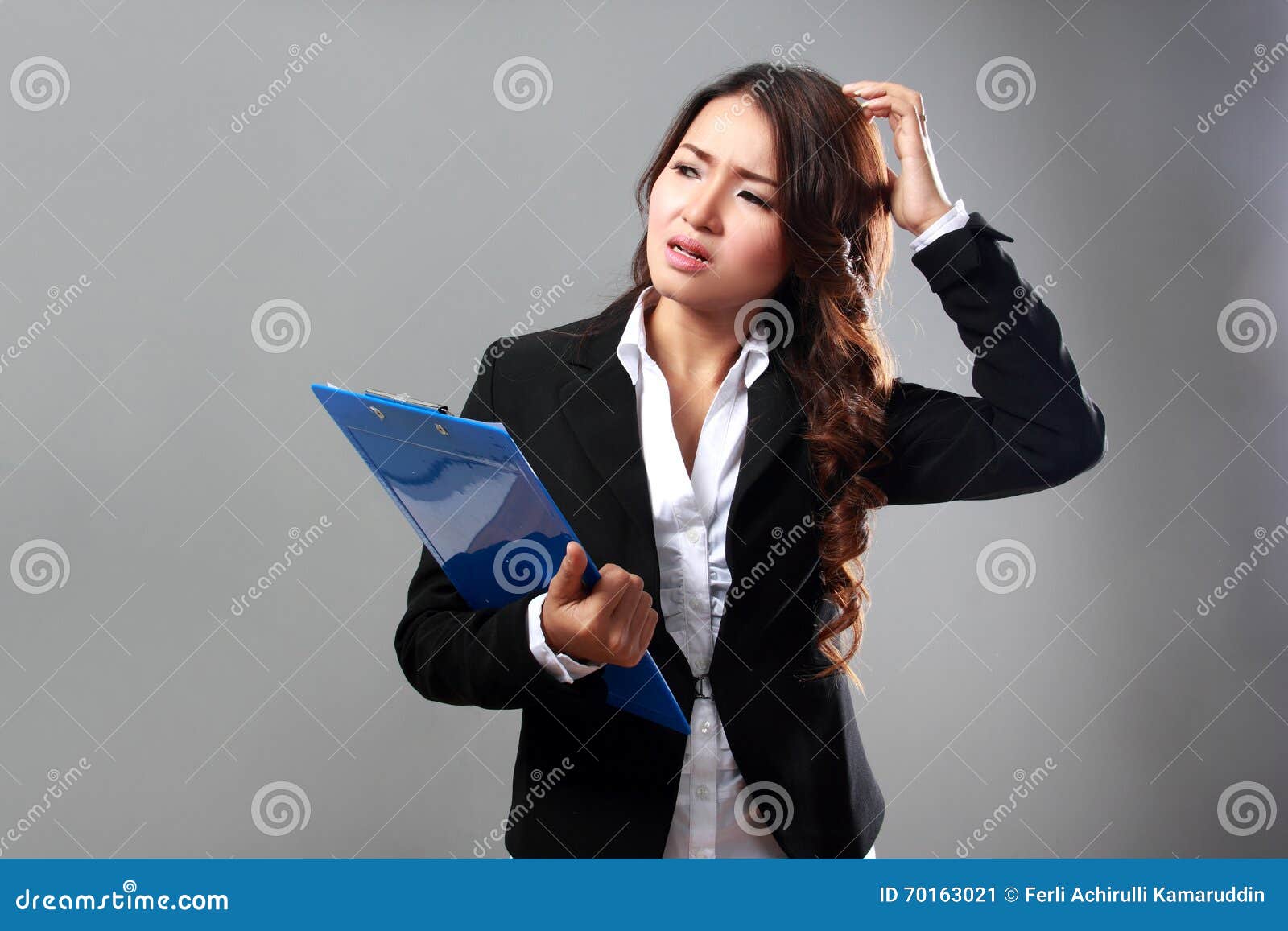 Businesswoman Thinking and Confuse Stock Image - Image of hard ...