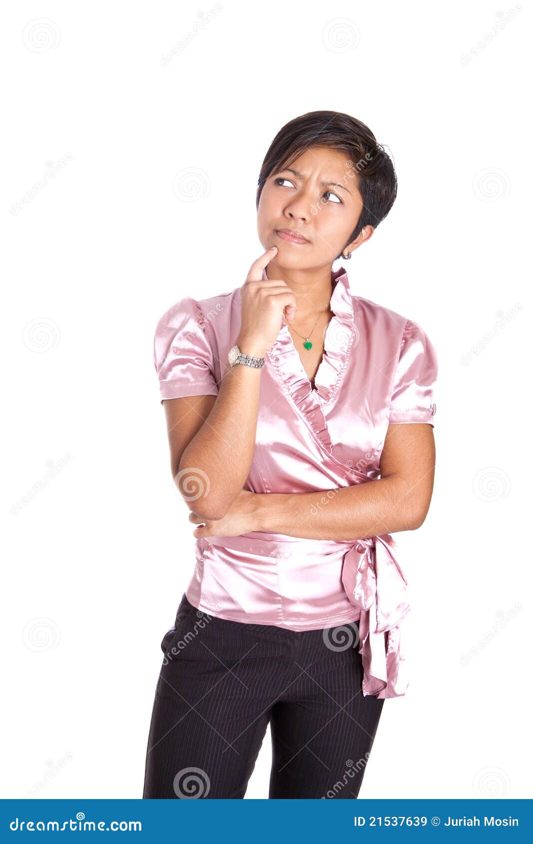 Businesswoman in Thinking Gesture Stock Image - Image of asian, casian ...