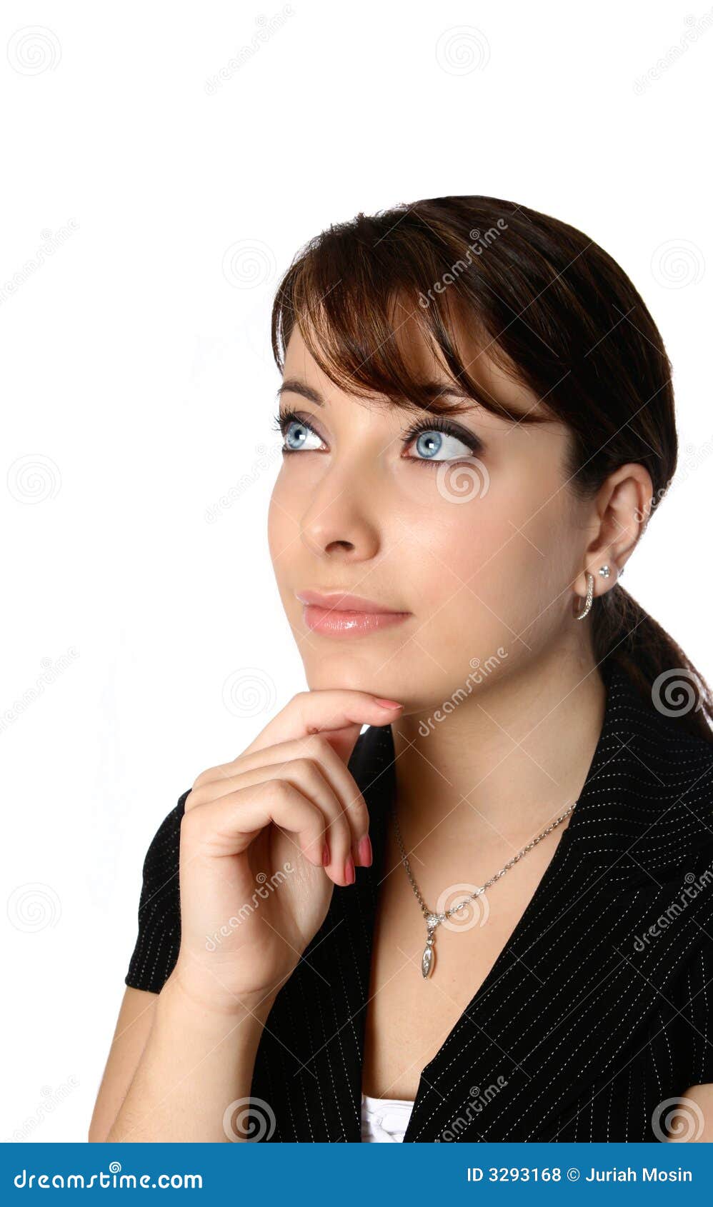 Businesswoman Thinking Pose Stock Photo - Image of blue, business: 3293168