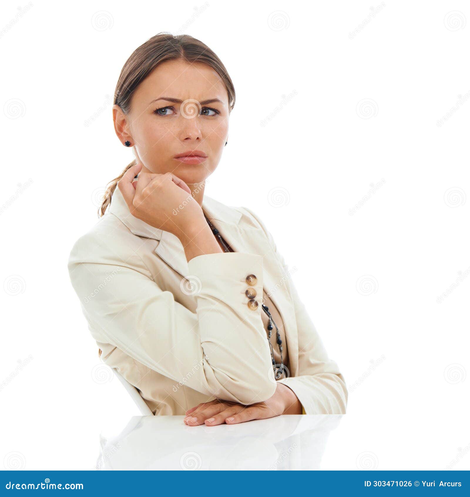 Businesswoman, Thinking and Problem Solving or Solution in Studio ...