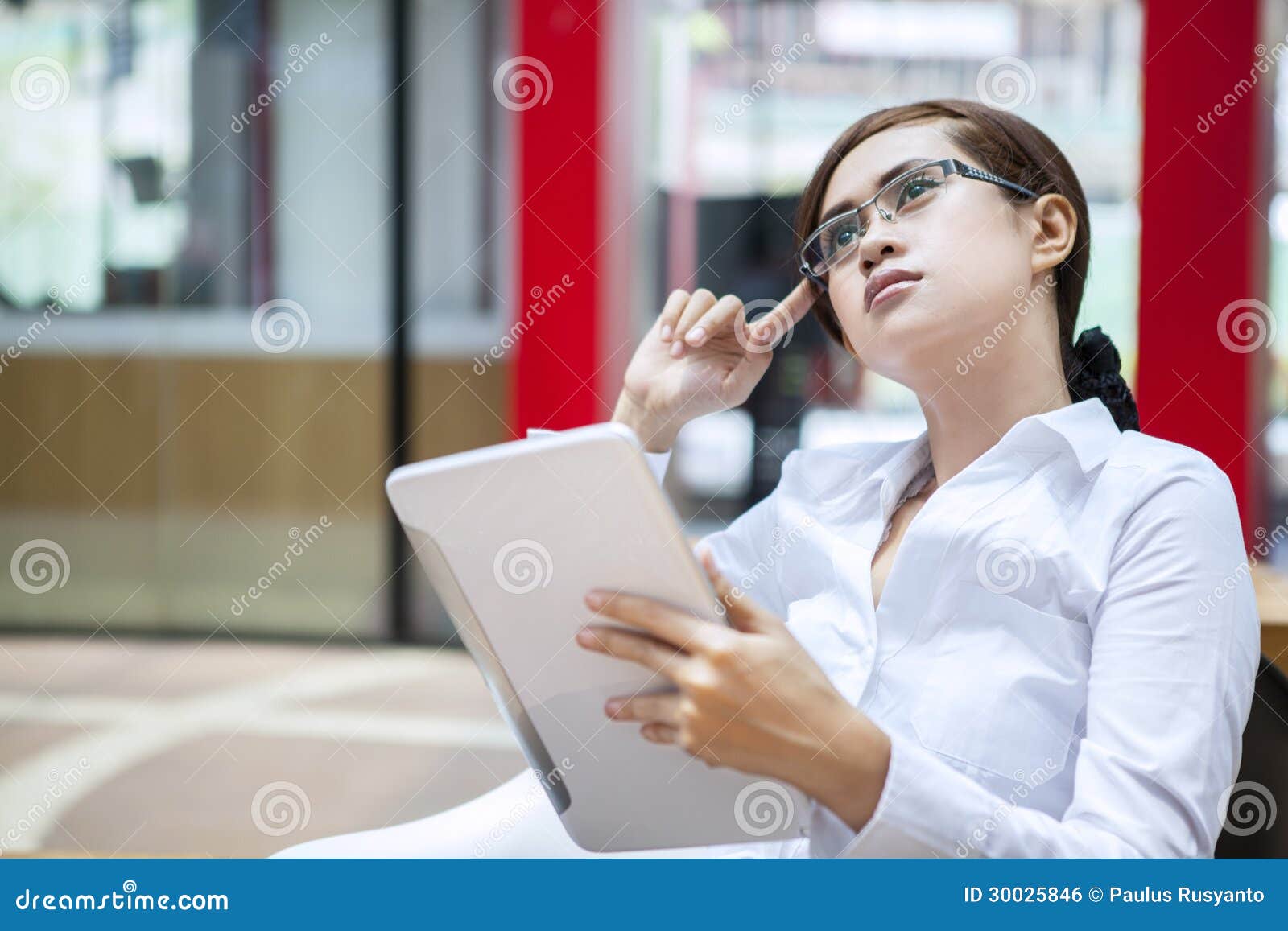 Businesswoman Thinking of Strategy at Work Stock Photo - Image of ...