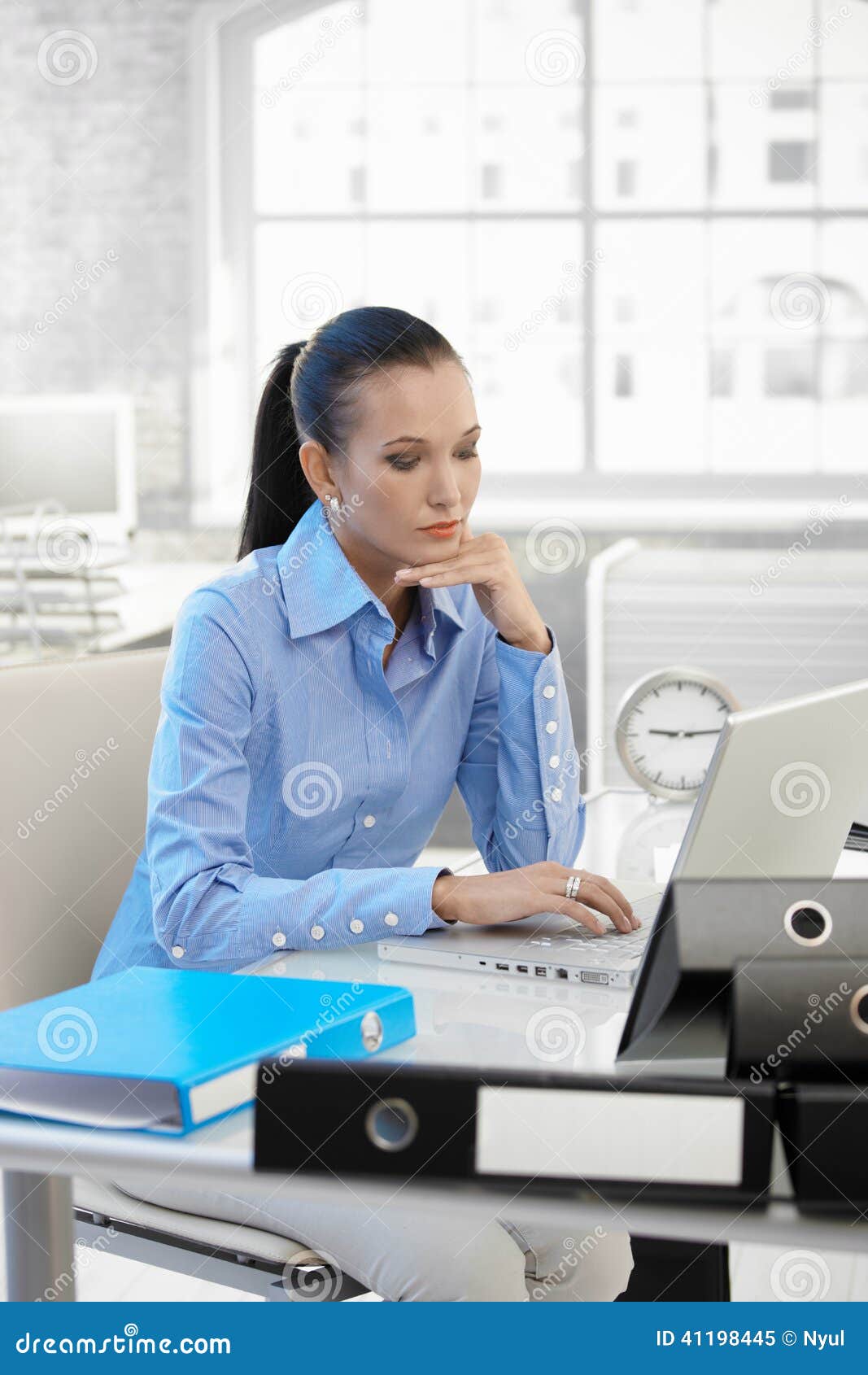 Businesswoman Thinking at Work Stock Image - Image of color ...