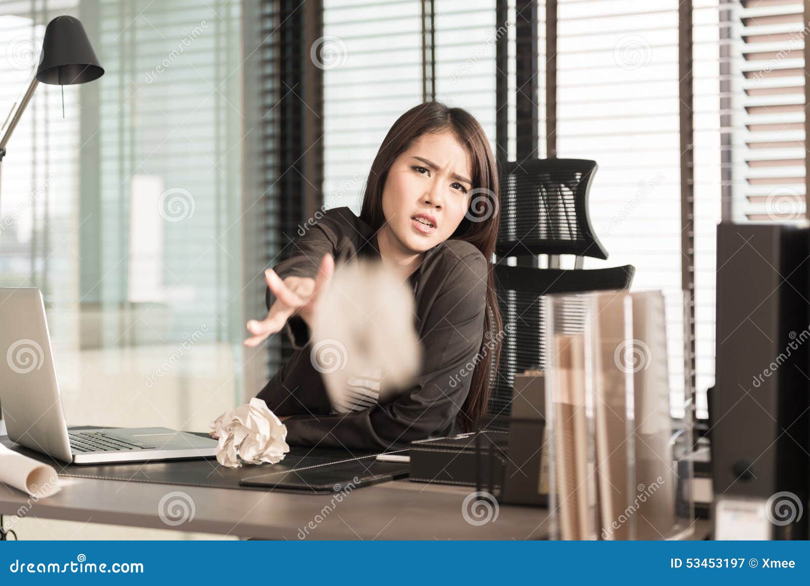 Businesswoman Throwing Out Office Documents Stock Image - Image of ...