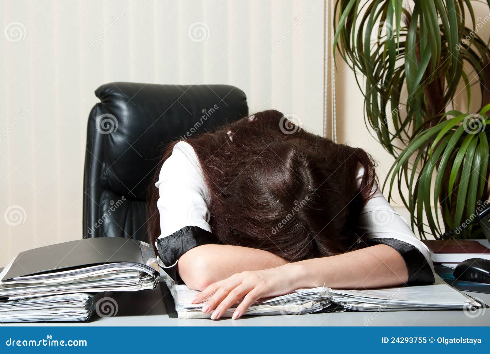 Businesswoman Tired at Work Stock Image - Image of businesswoman, male ...
