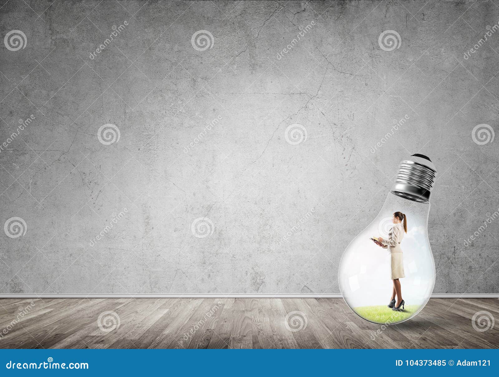 Businesswoman Trapped in Bulb Stock Image - Image of manager ...