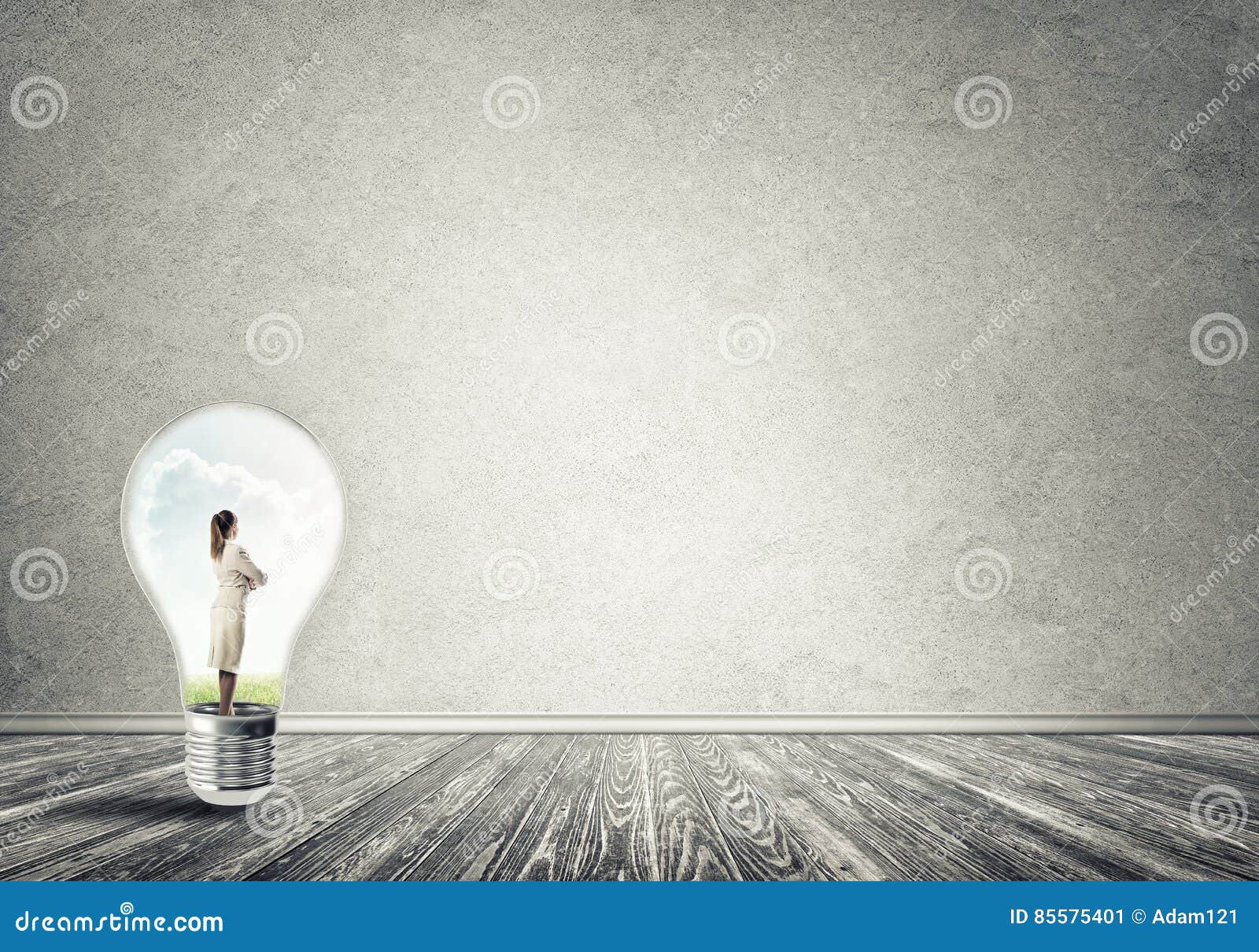 Businesswoman Trapped in Bulb Stock Image - Image of business, lamp ...