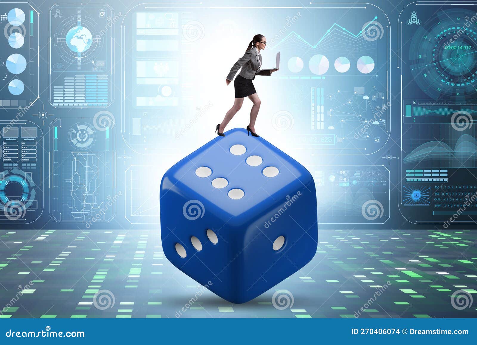 Businesswoman in Uncertainty Concept with Dice Stock Photo - Image of ...