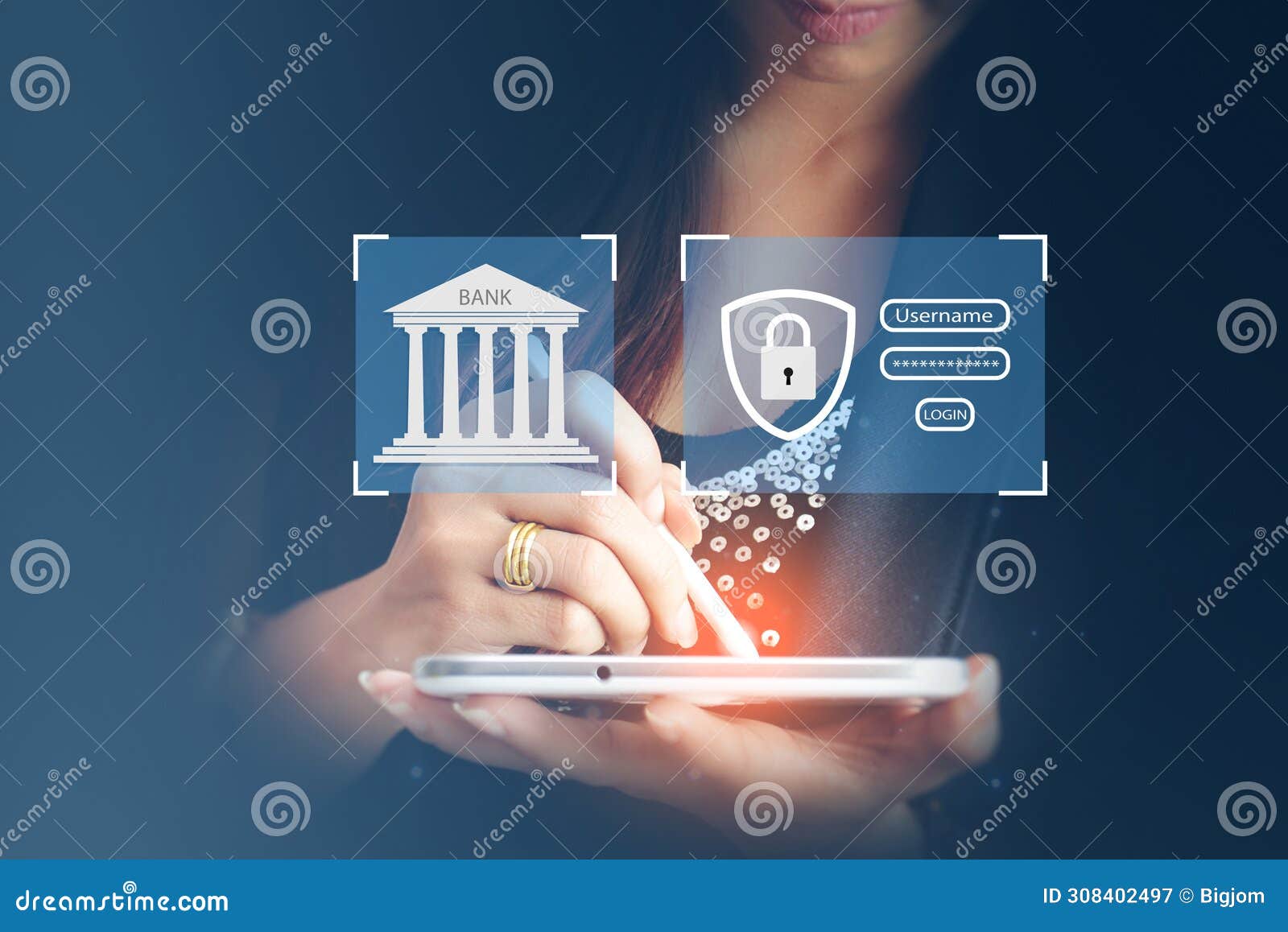 Businesswoman or User Typing Login and Password Protecting Personal ...