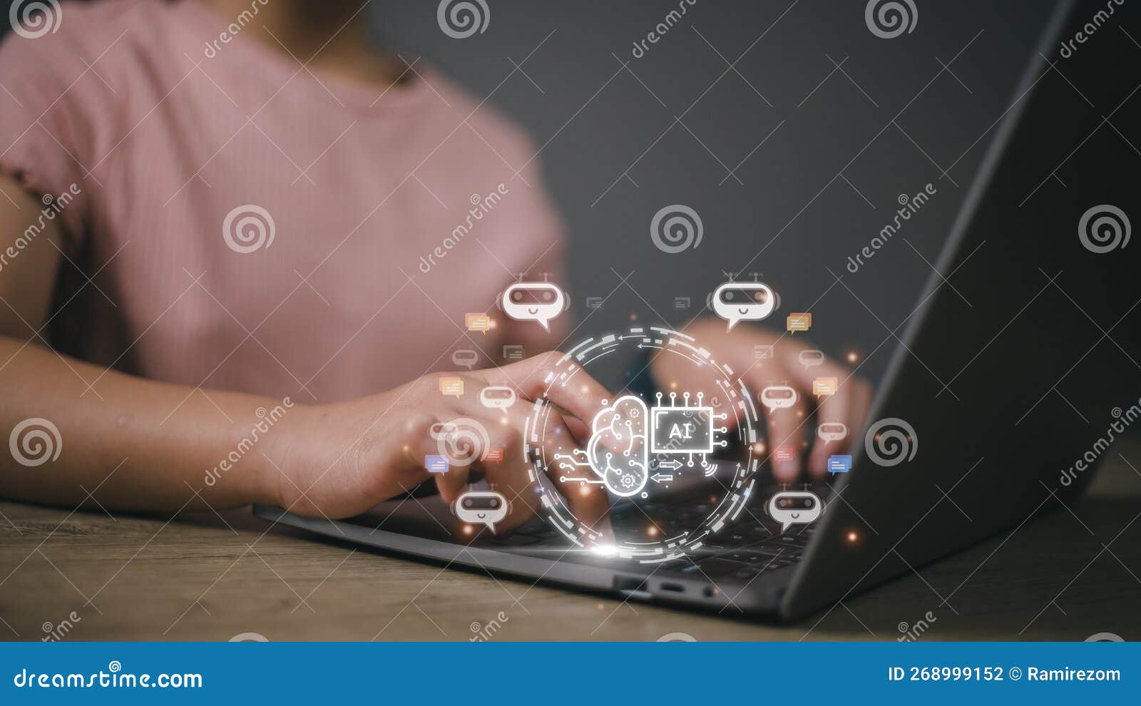 Businesswoman Using Chatbot in Computer Smart Intelligence Ai. Chat GPT ...