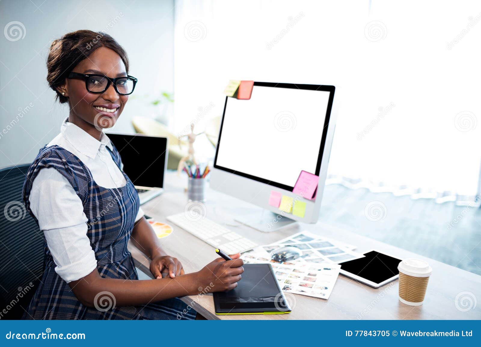 Businesswoman Using a Computer Stock Image - Image of laptop, female ...