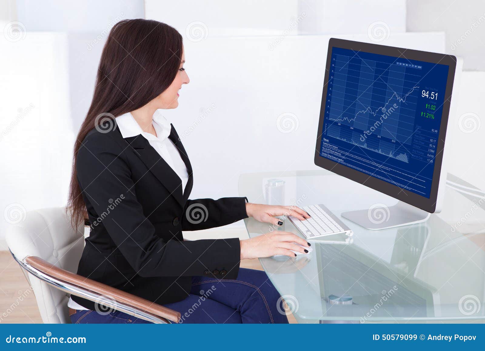 Businesswoman Using Computer Stock Image - Image of entrepreneur ...