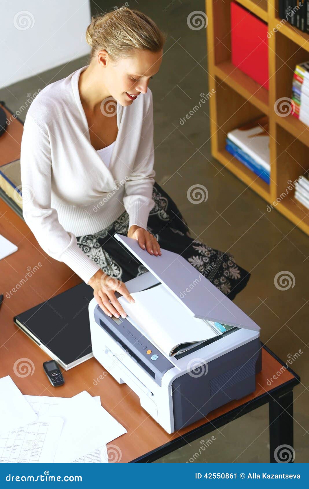 A Businesswoman Using Copier Machine Stock Image - Image of copier ...