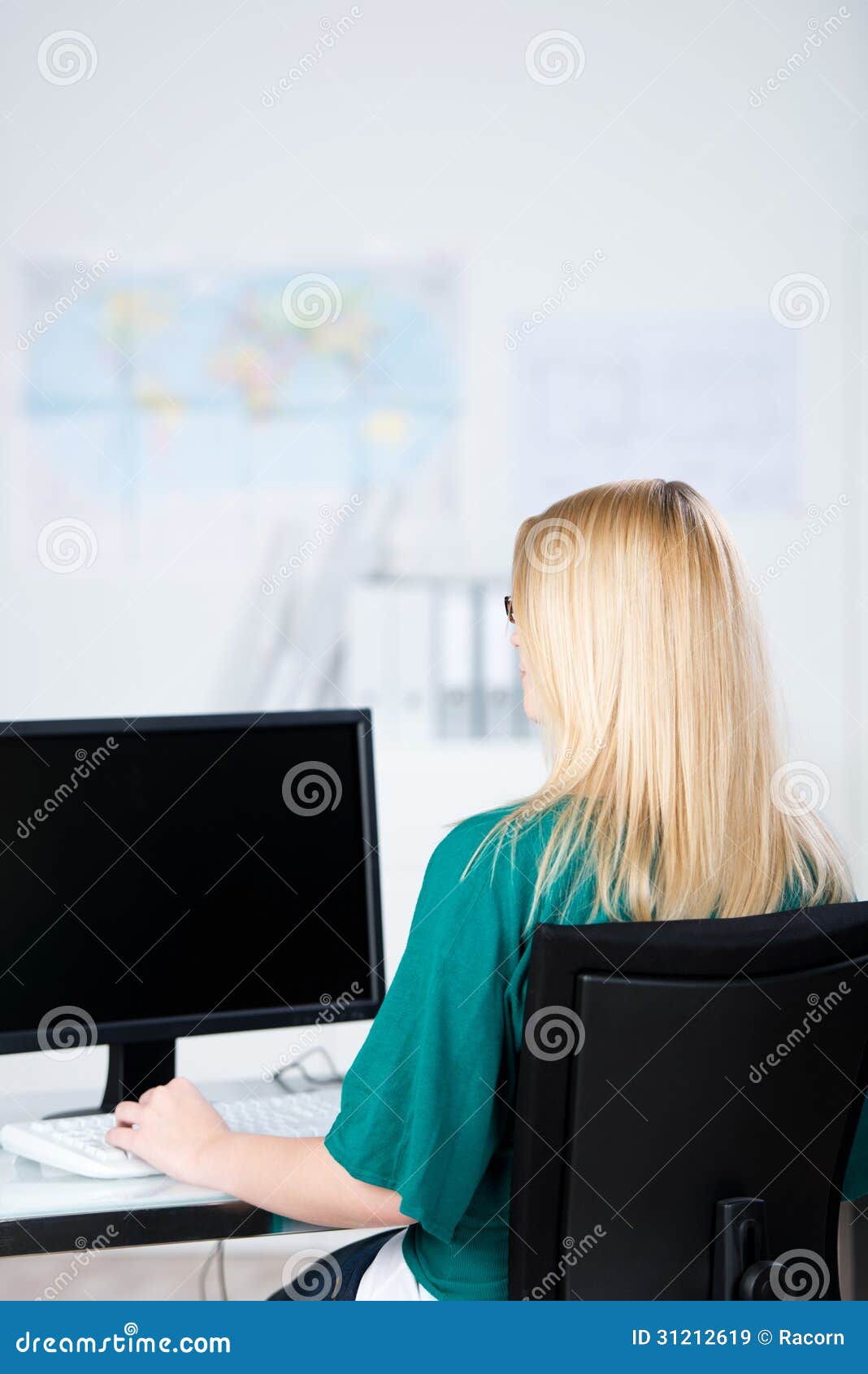 Businesswoman Using Desktop Computer Stock Image - Image of caucasian ...