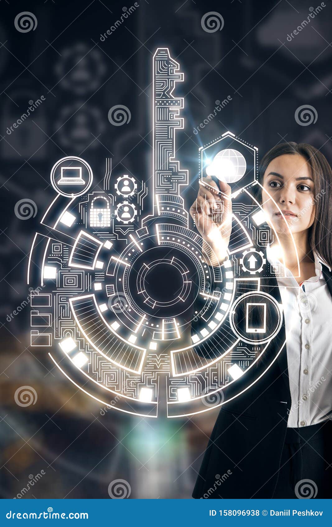 Businesswoman Using Digital Interface Stock Photo - Image of digital ...