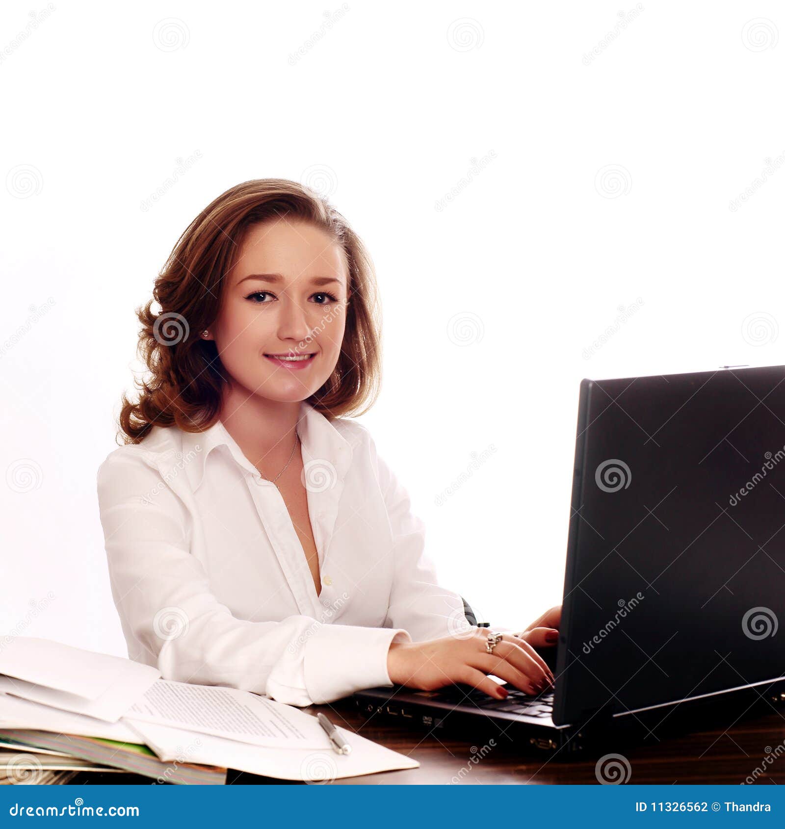 Businesswoman Using a Laptop Stock Photo - Image of isolated ...