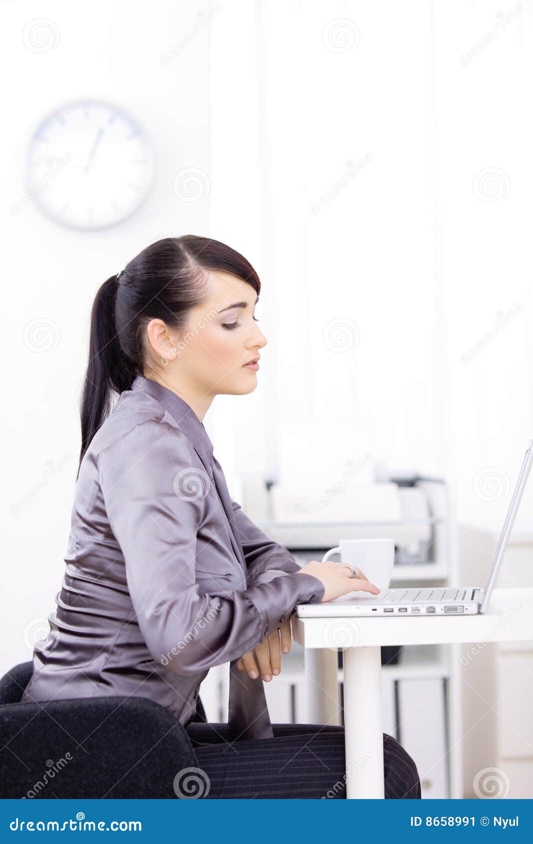 Businesswoman Using Laptop Computer Stock Image - Image of collar ...